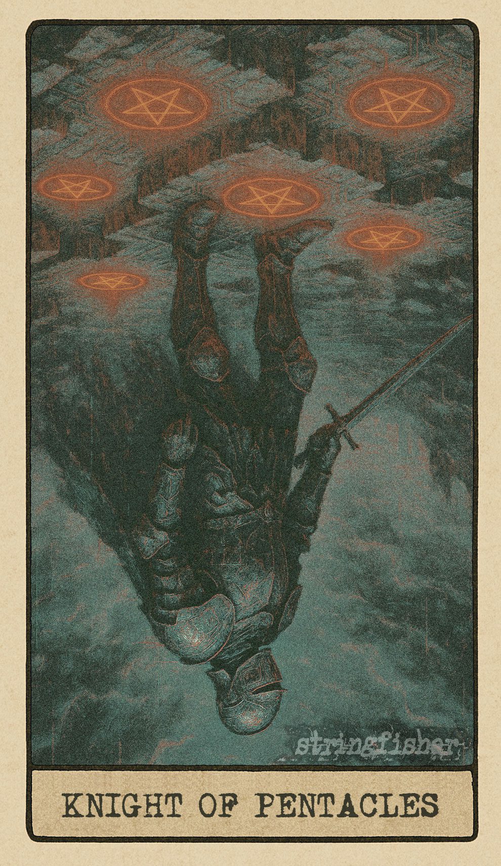 Knight of Pentacles (Reversed) – The Static Engine | Stringfisher Tarot